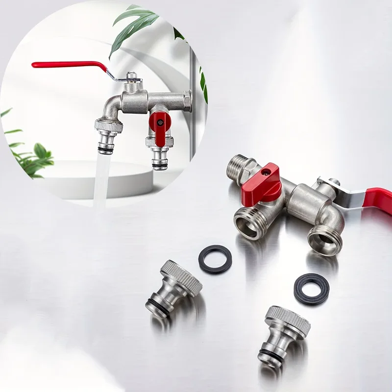 Double-Head-Outdoor-Garden-Water-Faucet-1-Inlet-2-Outlet-Brass-Faucet ...