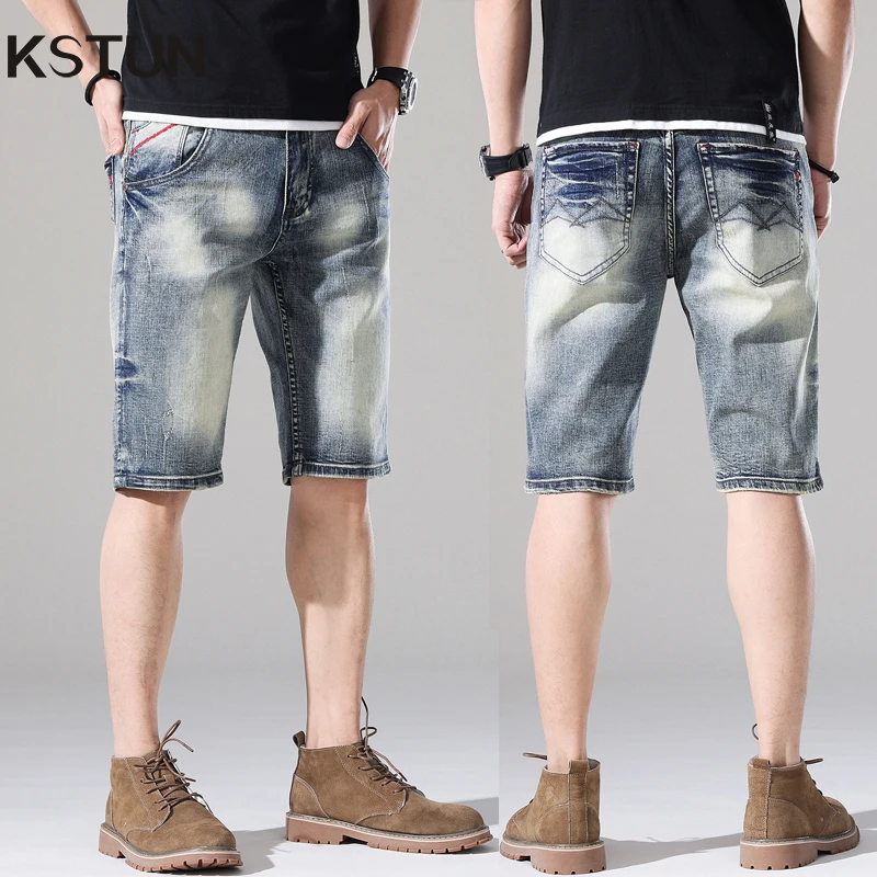 Summer-Short-Jeans-Men-Stretch-Denim-Shorts-Slim-Straight-Pleated ...