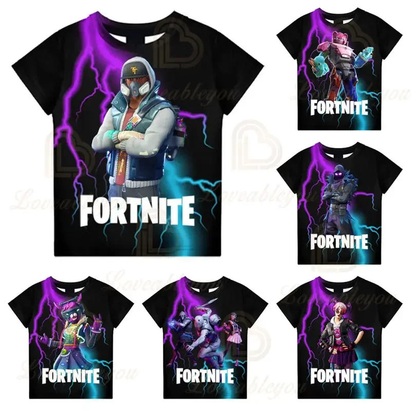 Fortnite Boys T-shirt Kids Tops Summer Adults Clothes 3D Funny Victory ...