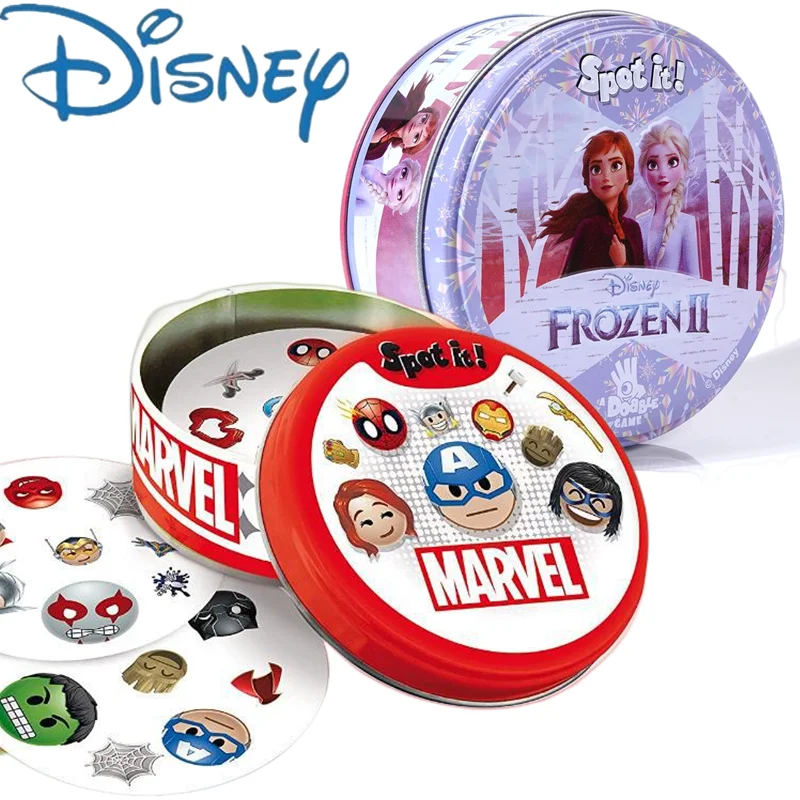 Disney Frozen Colorful Metal Box Dobble Game Cards Marvel Spiderman ...