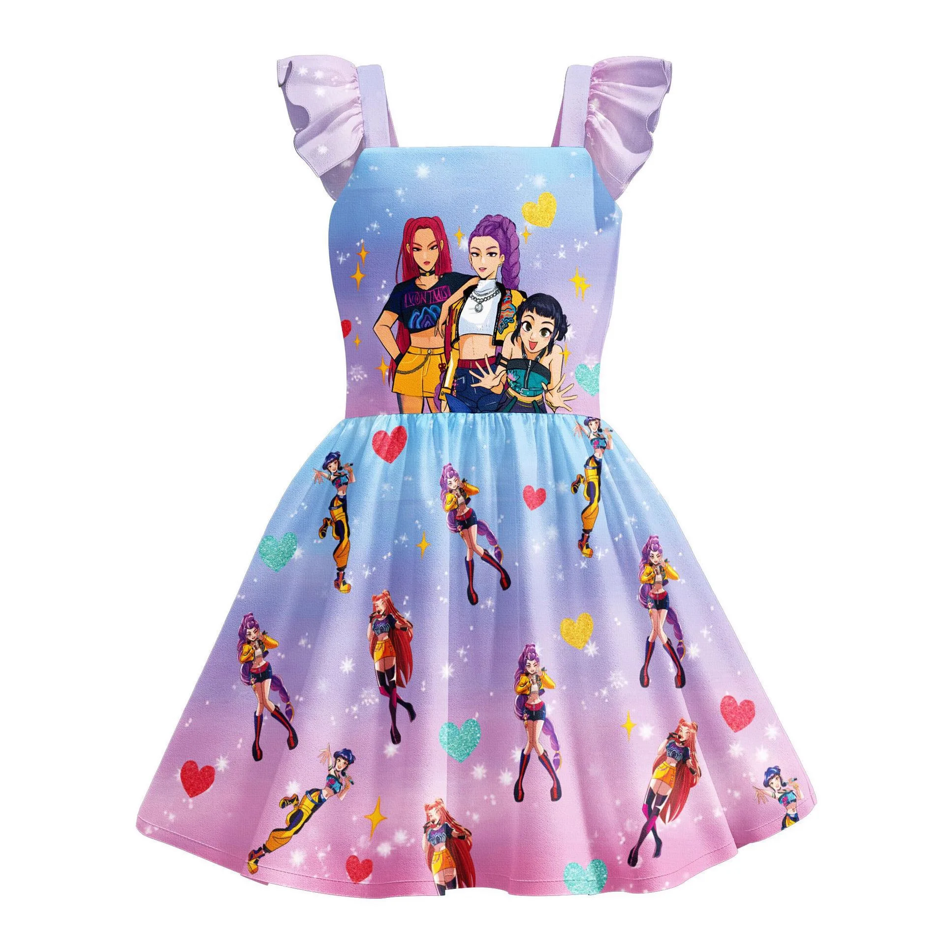 K-Pop Cosplay Kids Demon Hunters Summer Short Sleeve Dress Toddler ...