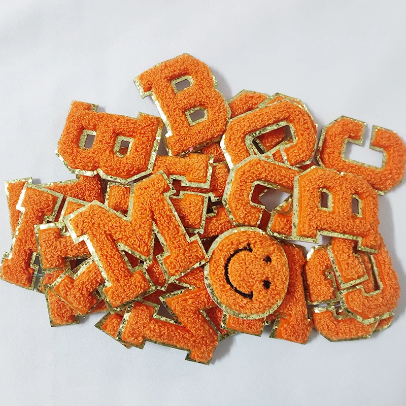Orange-Letters-Sticker-Patch-Alphabet-Towel-Embroidered-Chenille ...