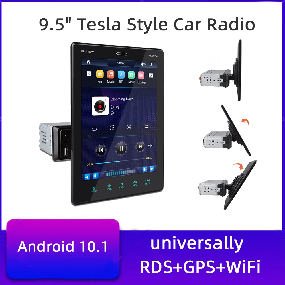 Tesla Style Universal Car Stereo 1 Din 9.5 Inch Adjustable Ips Touch ...