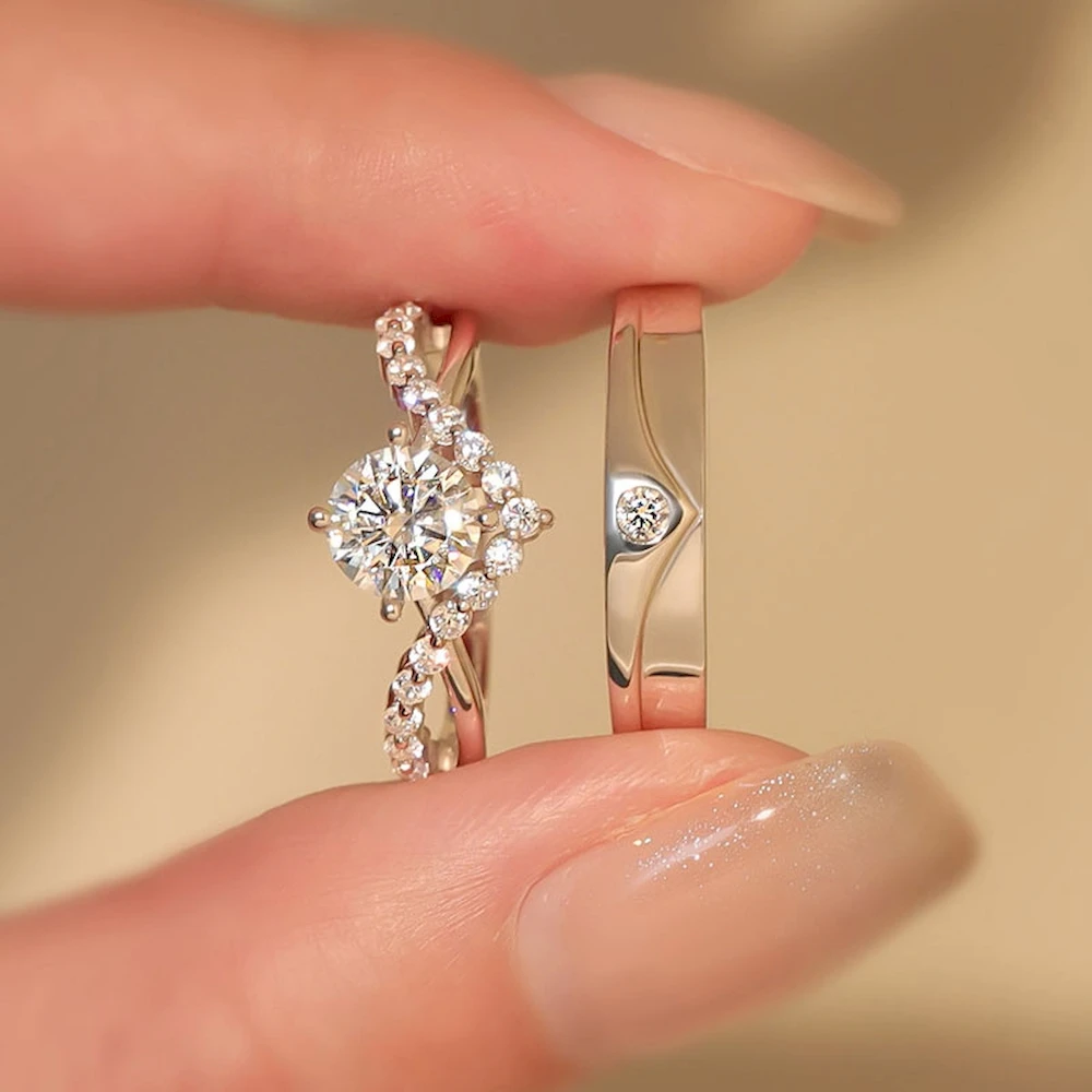 1-Pair-V-Shape-Crown-Adjustable-Copper-Plated-Platinum-Couple-Ring-Men ...