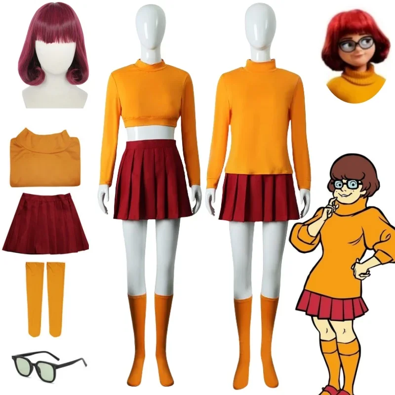 Disfraz-de-Anime-de-Velma-para-mujer-conjunto-de-falda-corta-naranja ...