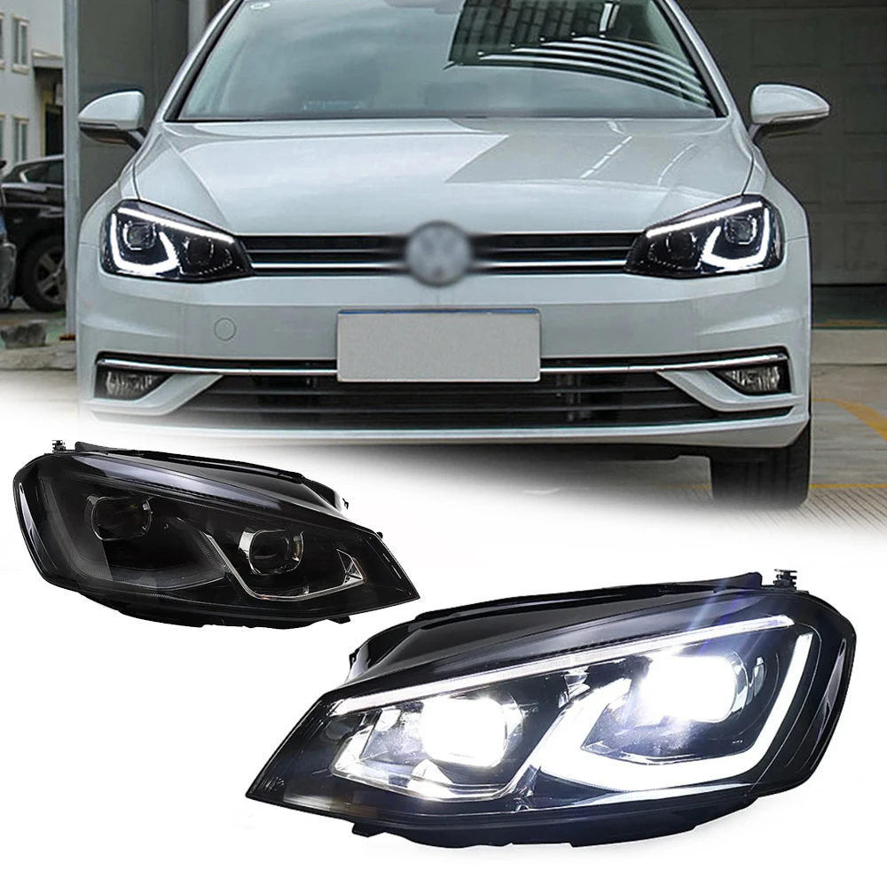 LED HeadLights for VW GOLF 7 MK7 14-17 to golf 8 style full led DRL Car ...