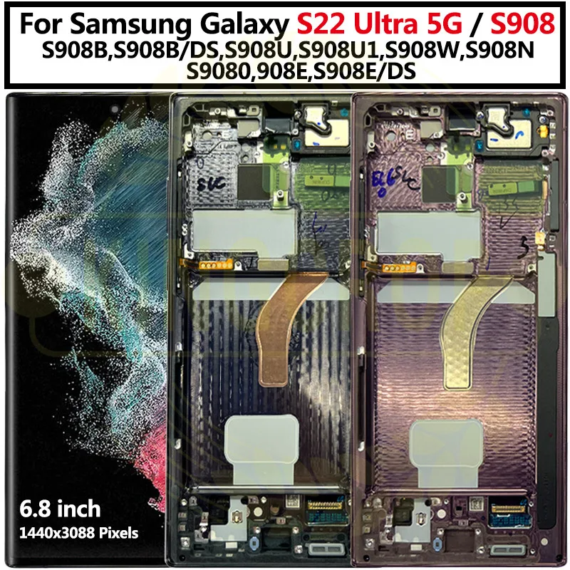 Original-For-Samsung-Galaxy-S22-Ultra-5G-Display-S908-S908B-S908U-LCD ...