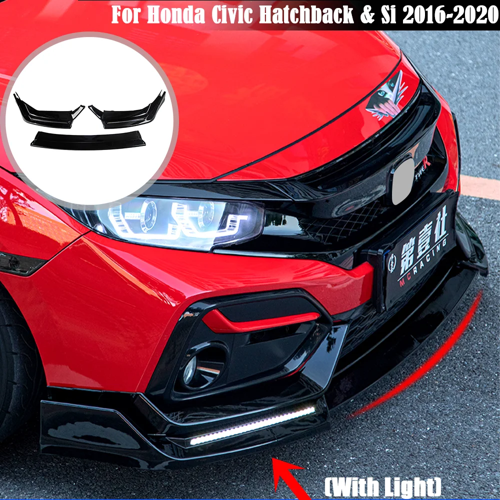 5PCS With Light Car Front Bumper Lip Spoiler Splitter Diffuser ...