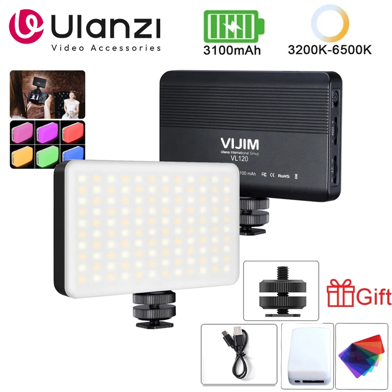 VIJIM-VL120-LED-Video-Camera-Light-3200k-6500K-3100mAh-Dimmable-Studio ...