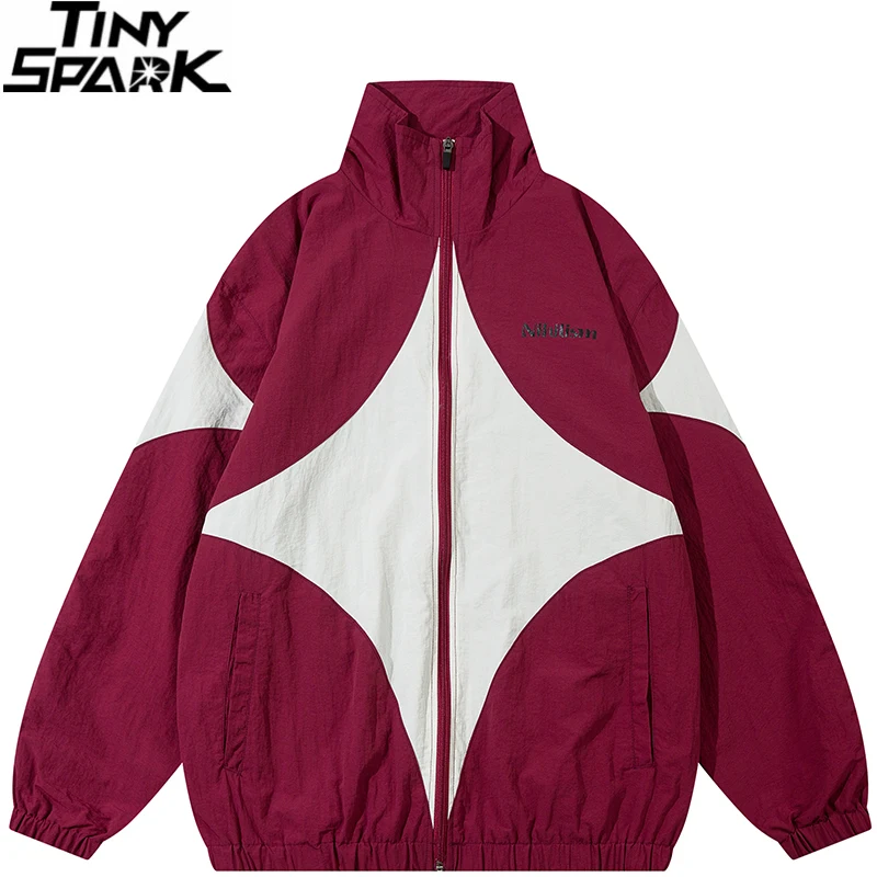 2023-Streetwear-Jacket-Windbreaker-Zipper-Up-Retro-Patchwork-Men ...