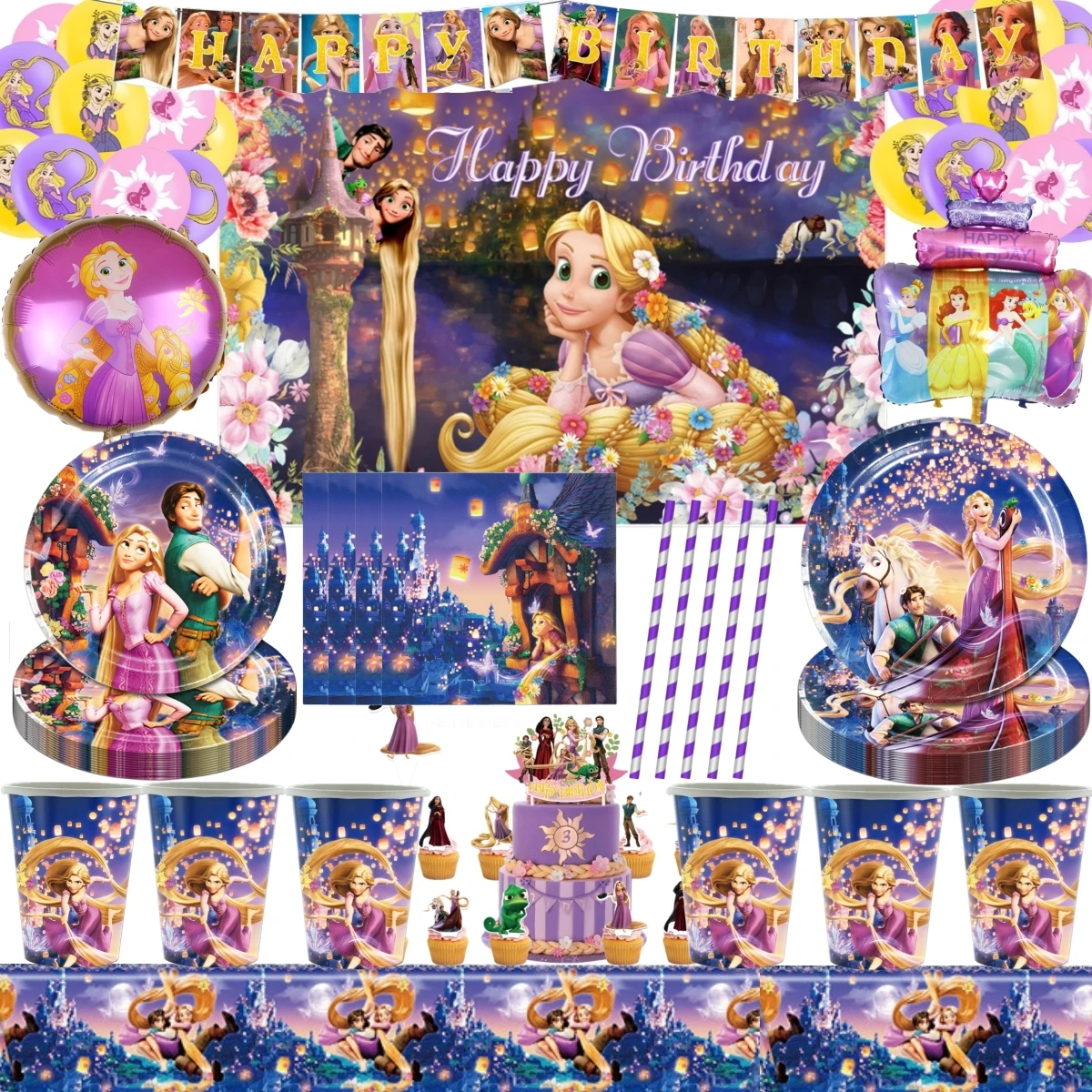 Tangled-Rapunzel-Party-Decoration-Happy-Birthday-Banner-Disney-Princess ...