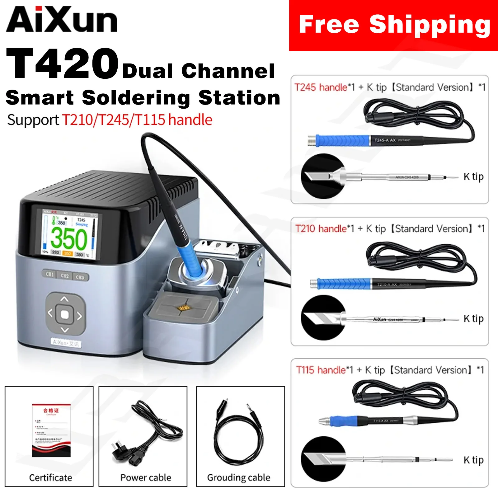 JCID-AiXun-T420-Soldering-Station-LED-Display-Single-Channel-Smart ...