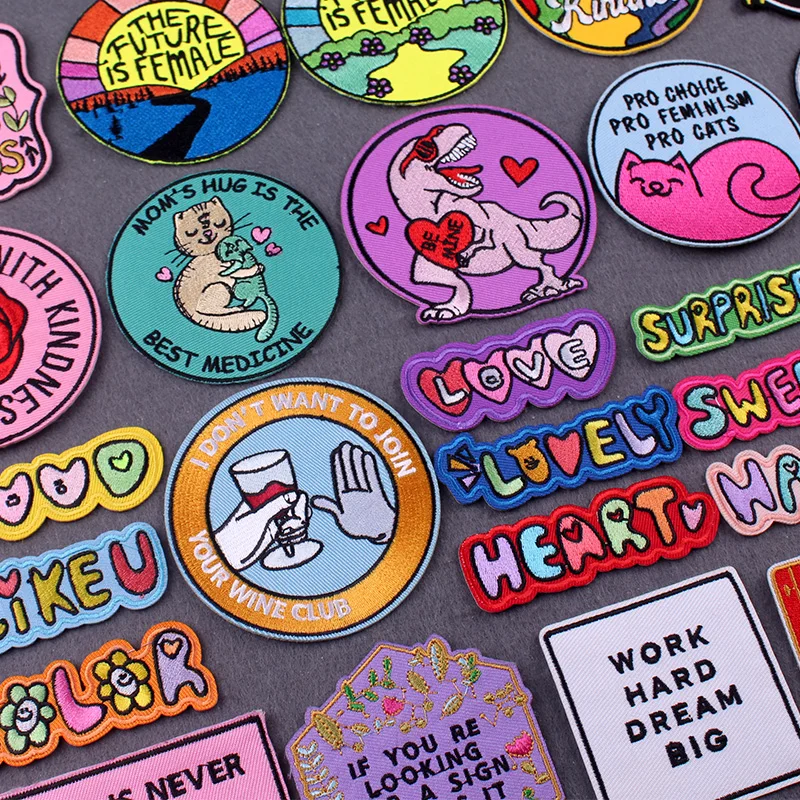 Embroidered-Patch-Words-Patches-On-Clothes-DIY-Letter-Iron-On-Patch-For ...