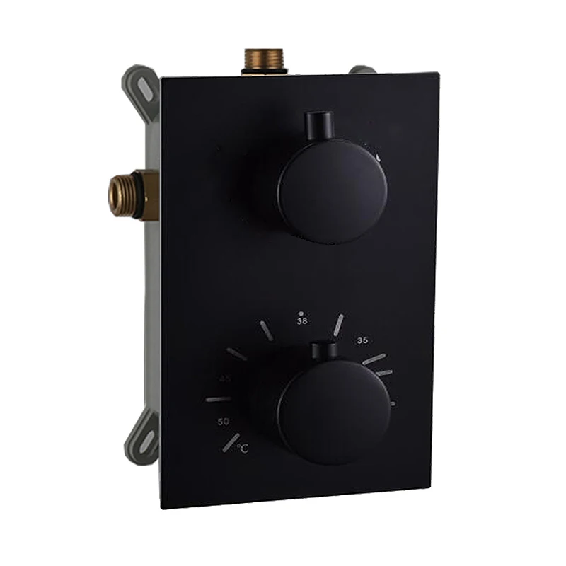 Matte-Black-3-Way-Thermostatic-Mixer-Valve-Bathroom-Concealed-Embedded ...