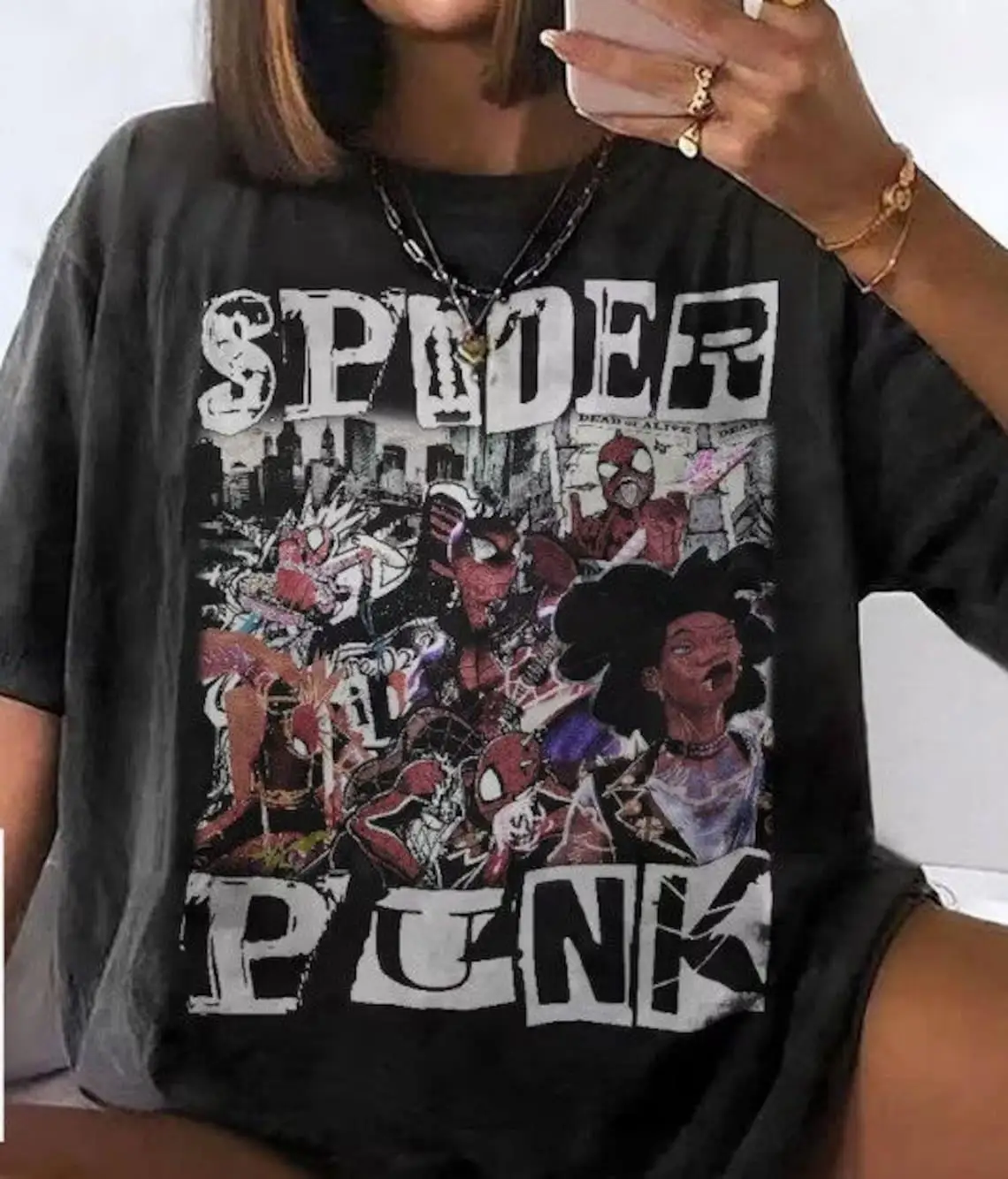 Spider Punk Oversized TShirt Spider Punk Vintage 90s Bootleg Style T ...