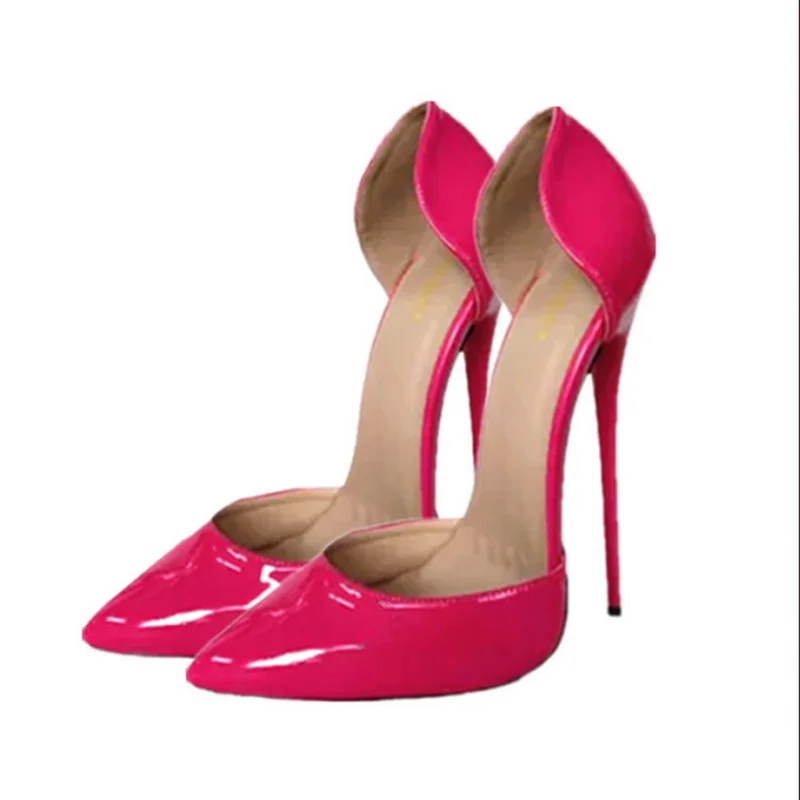 CACA-16cm-Patent-Leather-Women-Pumps-Fashion-Sexy-High-Heels-Mid ...