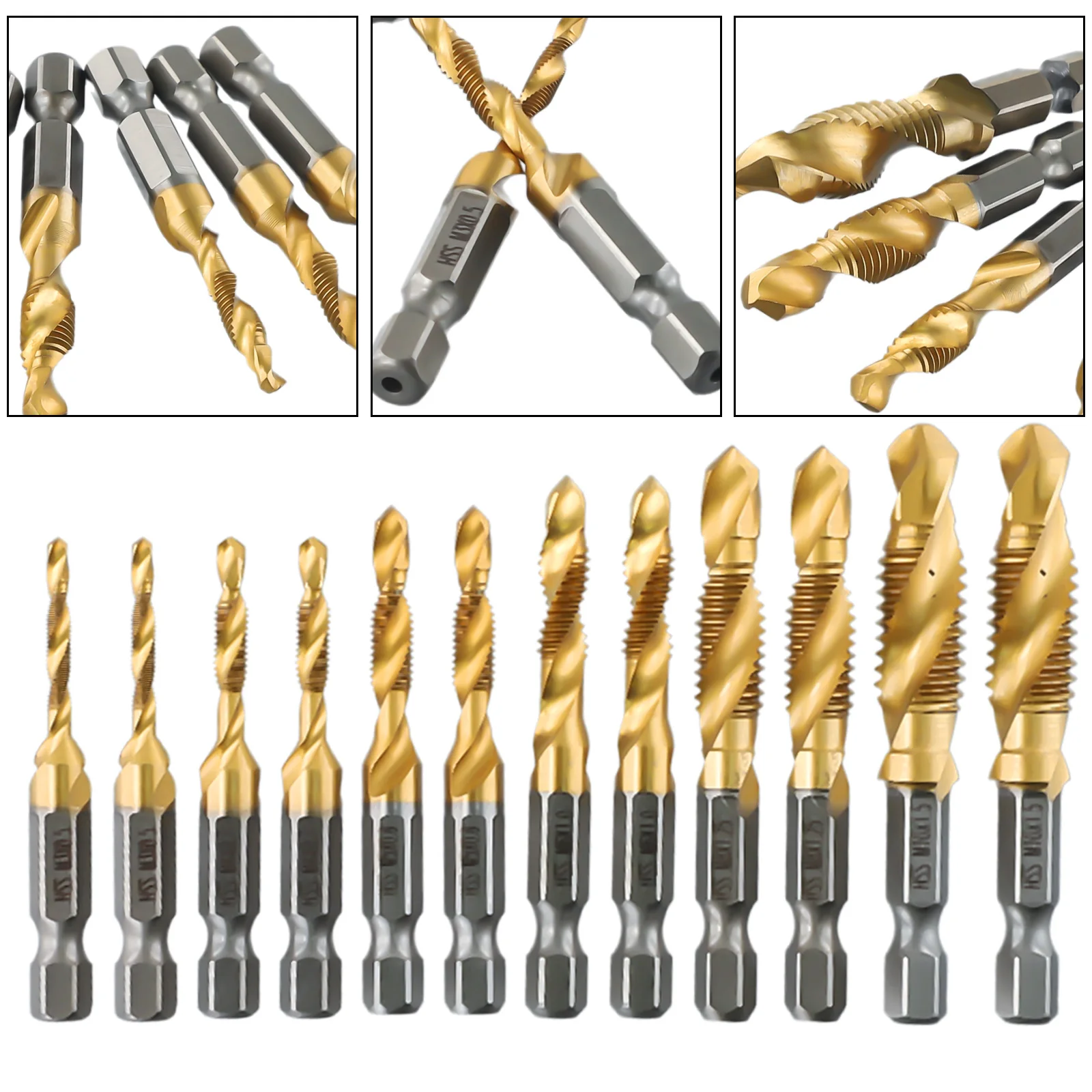 12pcs-Tap-Drills-Bit-Set-Hex-Shank-Titanium-Plated-HSS-Screw-Thread-Bit ...