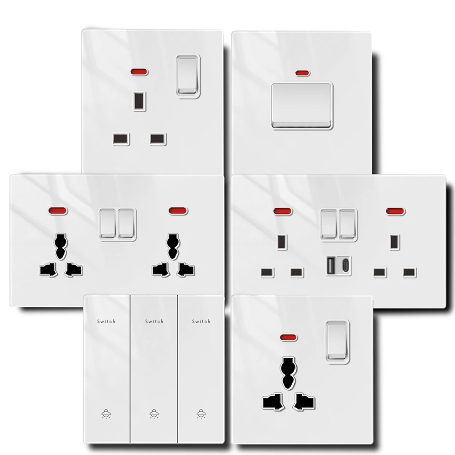 Luxo-Interruptor-De-Luz-De-Parede-com-Painel-De-Vidro-Cristal-Europeu ...