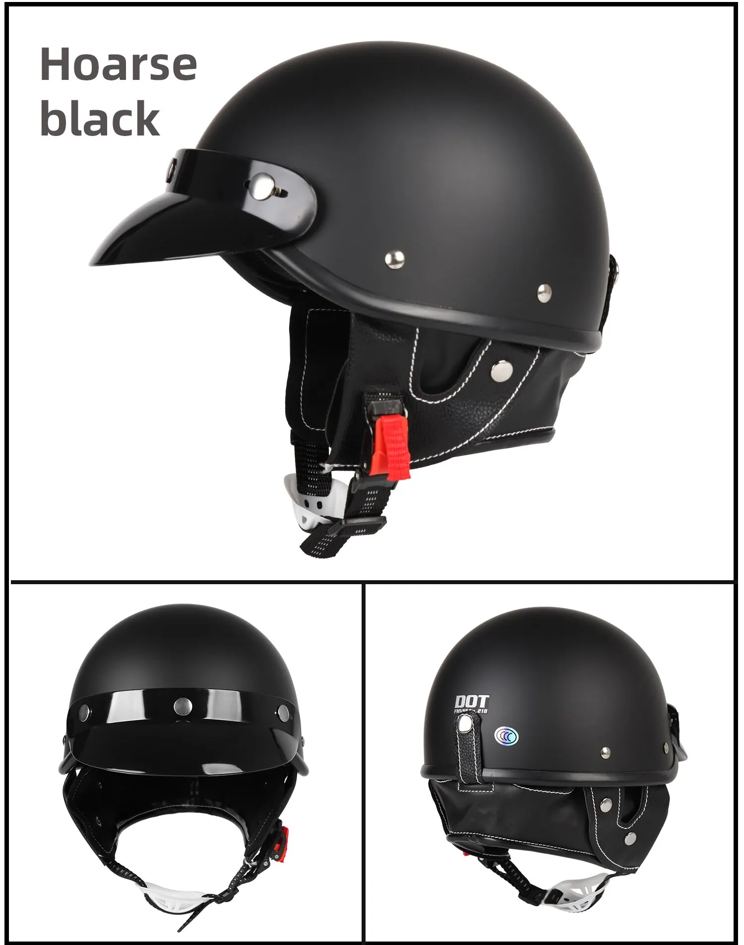 Demi-casque de moto - Harley - Parade - Rétro - Mixte - Été - Sécurité ...