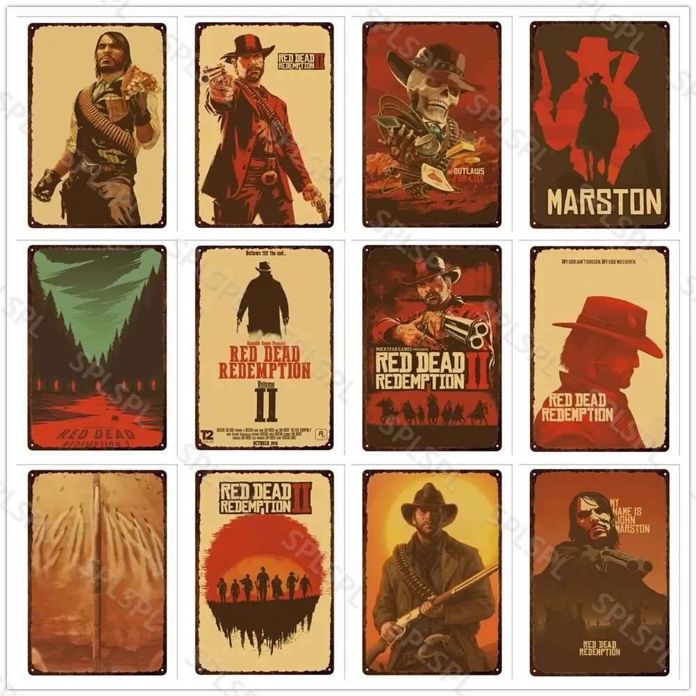 Red-Dead-Redemption-Metal-Print-Plates-Classicl-Gaming-Video-Print-Tin ...