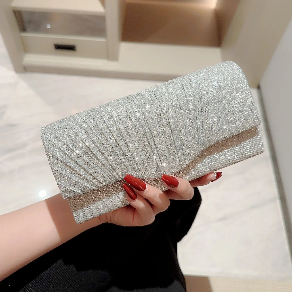 Ladies-Evening-Dinner-Clutch-Bag-Folded-Shining-High-Grade-Handbag ...