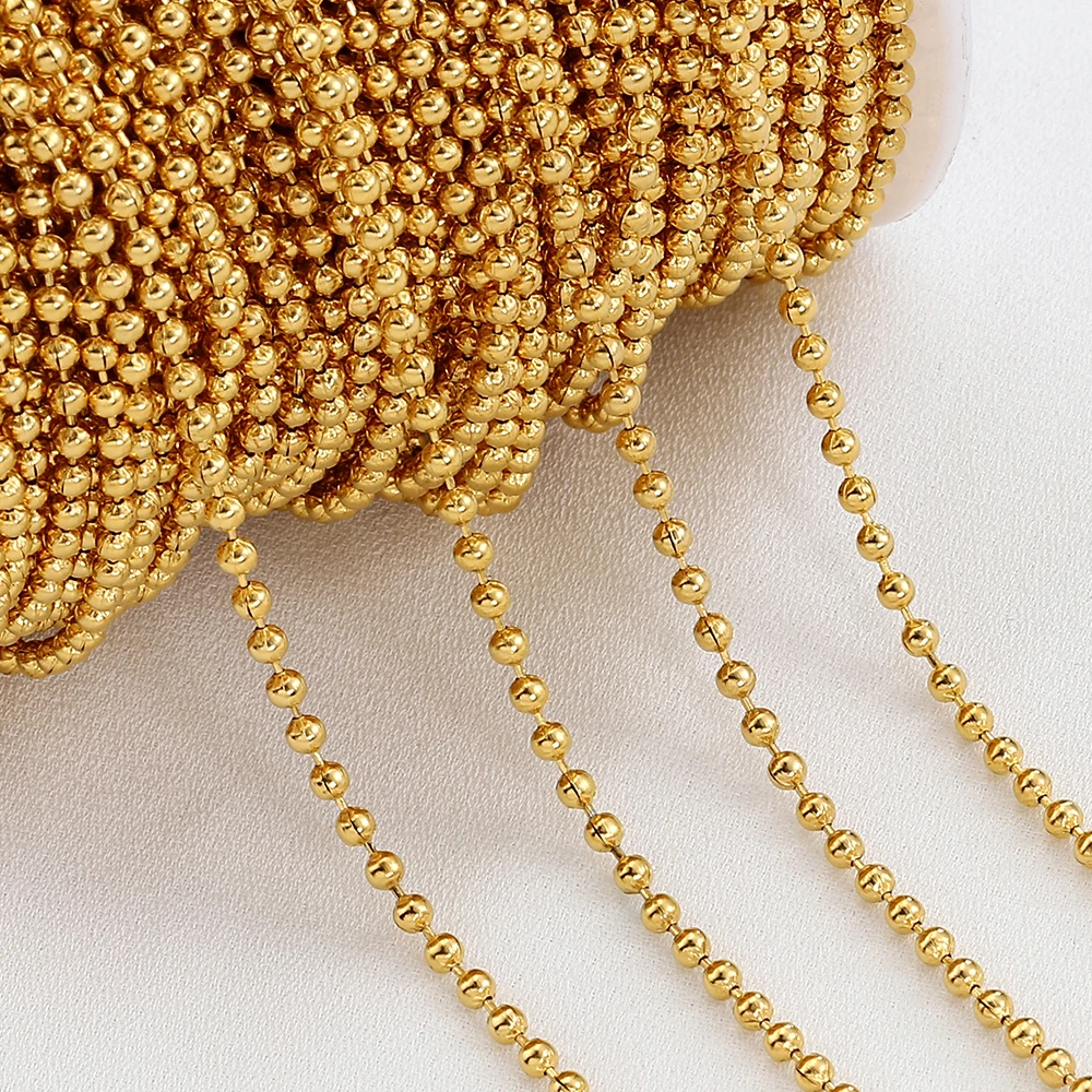 5Meters-2Meters-Stainless-Steel-Ball-Bead-Chain-Gold-Color-Beaded ...