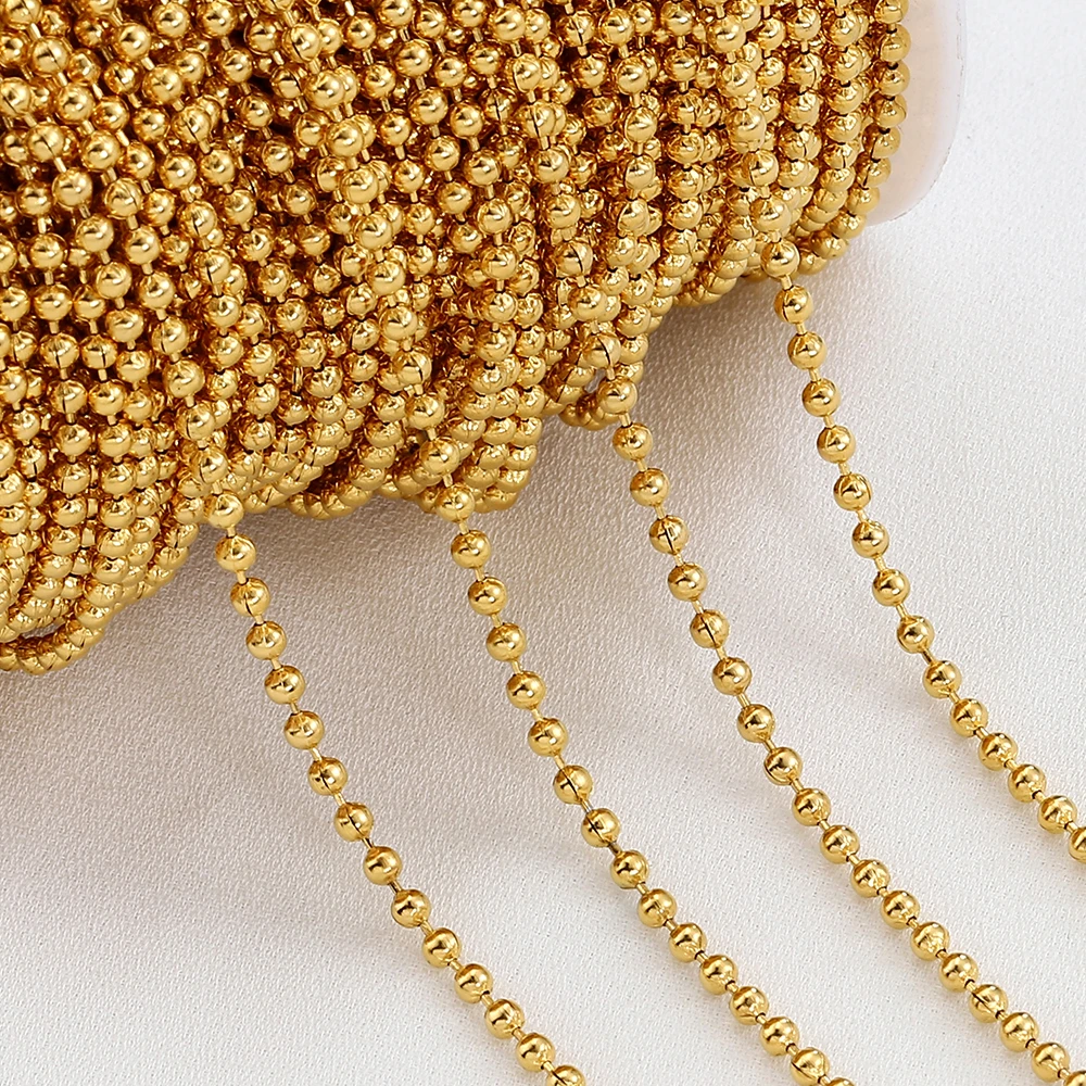 5Meters 2Meters Stainless Steel Ball Bead Chain Gold Color Beaded ...