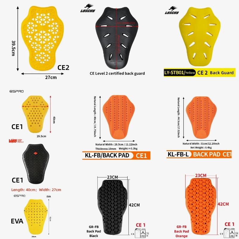 CE1/2 Universal Motorcycle Jacket Insert Back Protector Pads Motorbike ...