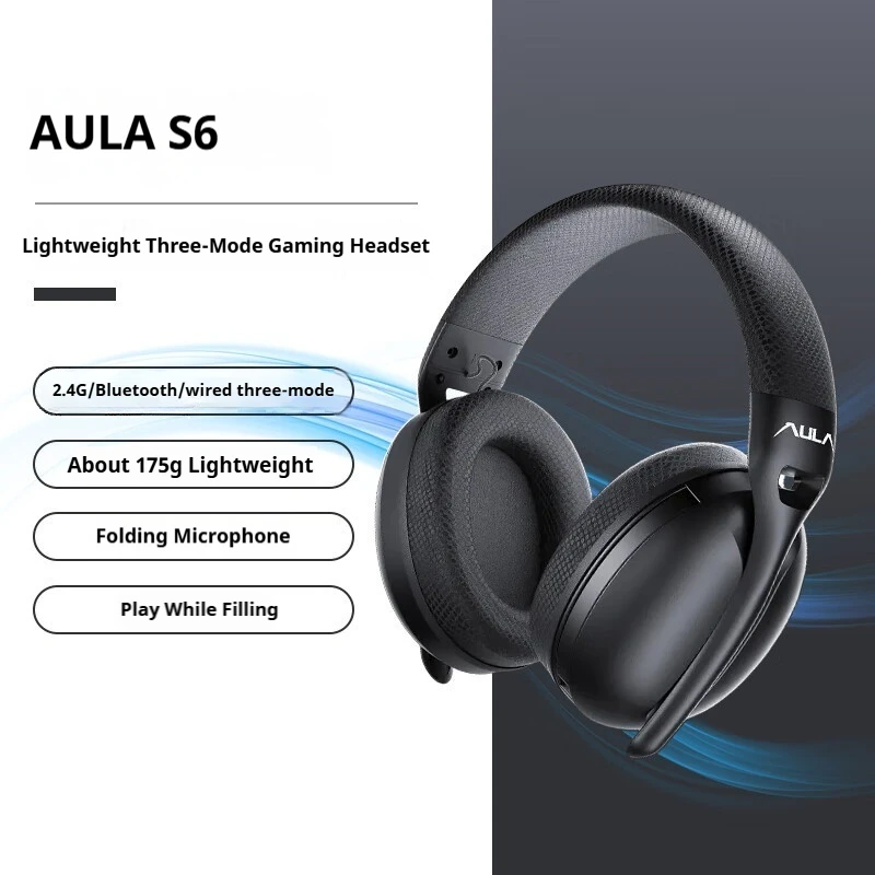 AULA S6 Wireless Headset Esports Headphone Bluetooth 2.4G Wired Head ...