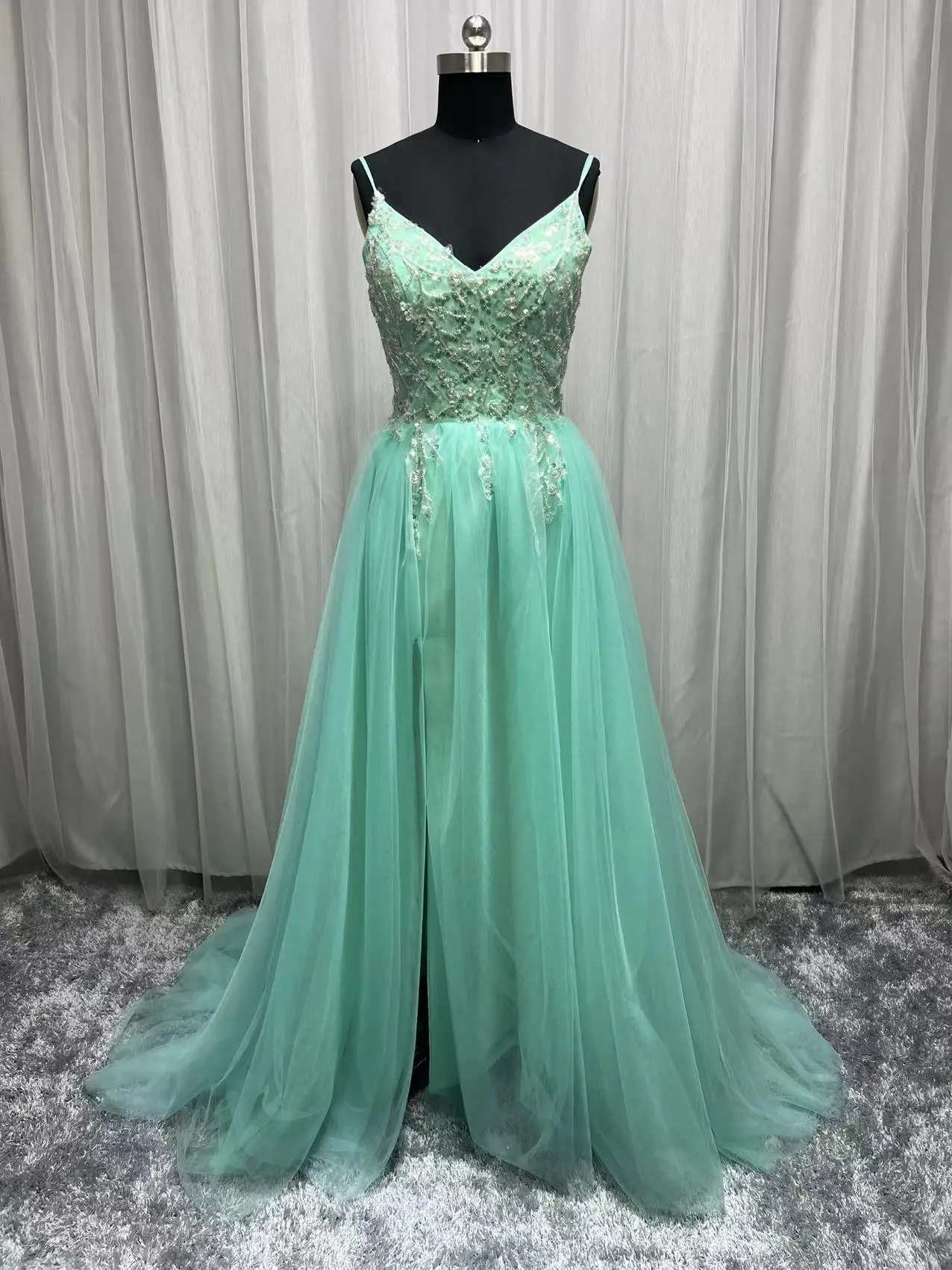 Real-Photo-Sexy-V-Neck-Long-Prom-Dresses-2023-Beaded-Crystal-High ...