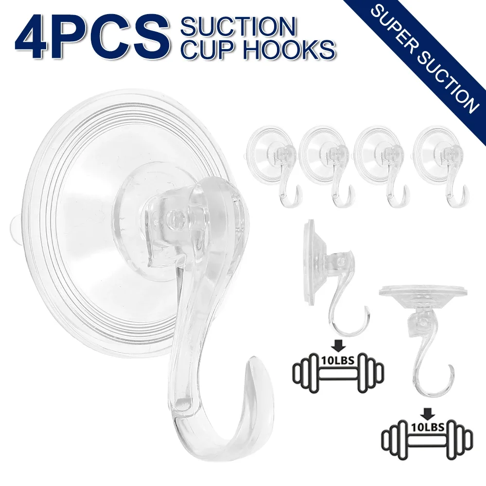 4-8Pcs-Suction-Cup-Hooks-Clear-Reusable-Heavy-Duty-Vacuum-Suction-Cup ...