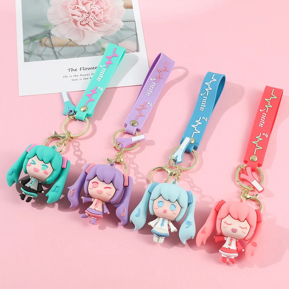 Hatsune Miku Keychain Bag Pendant Anime Car Keyring Doll Cartoon Double ...
