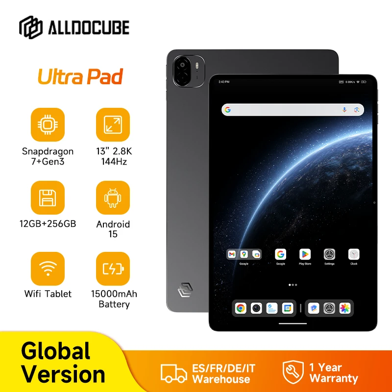 ALLDOCUBE Ultra Pad 13 ''2.8K 144Hz tablette Snapdragon 7 + Gen3 12GB ...