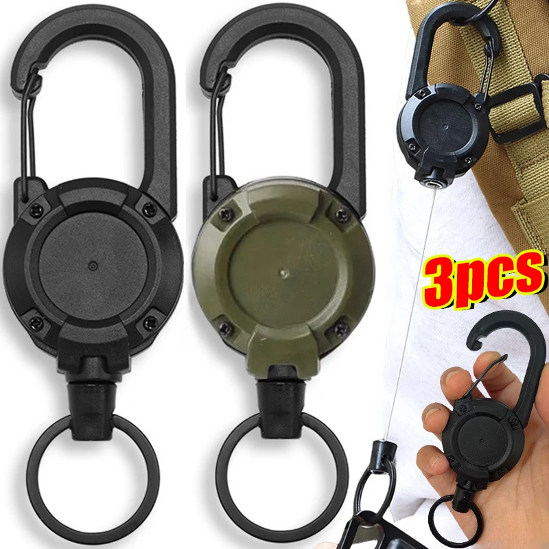 3pcs-Retractable-Keychain-Wire-Rope-Elastic-Pull-Rope-Easy-Pull-Buckle ...
