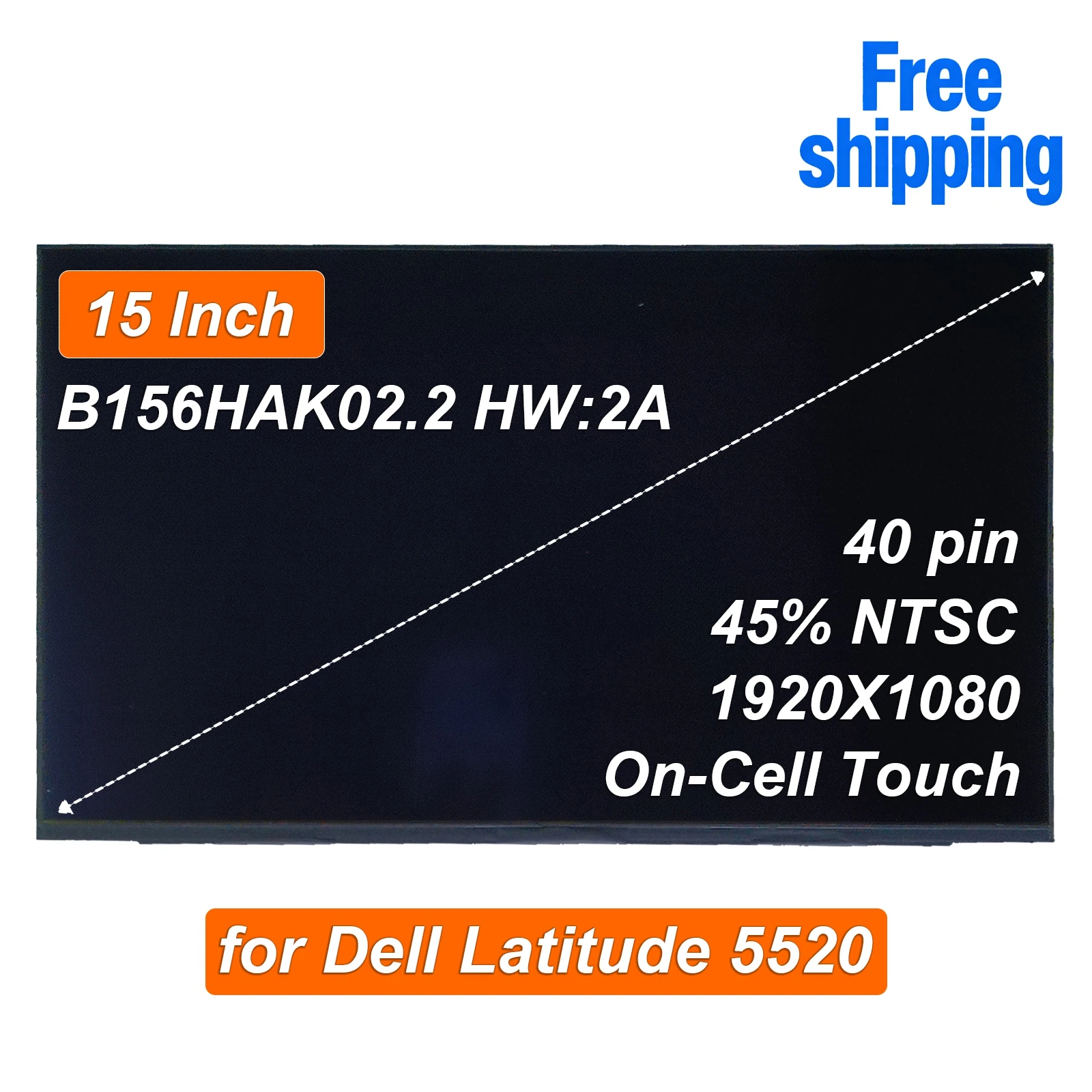 B156HAK02.2 HW:2A 15" LCD Laptop Screen On-Cell Touch Panel for Dell ...