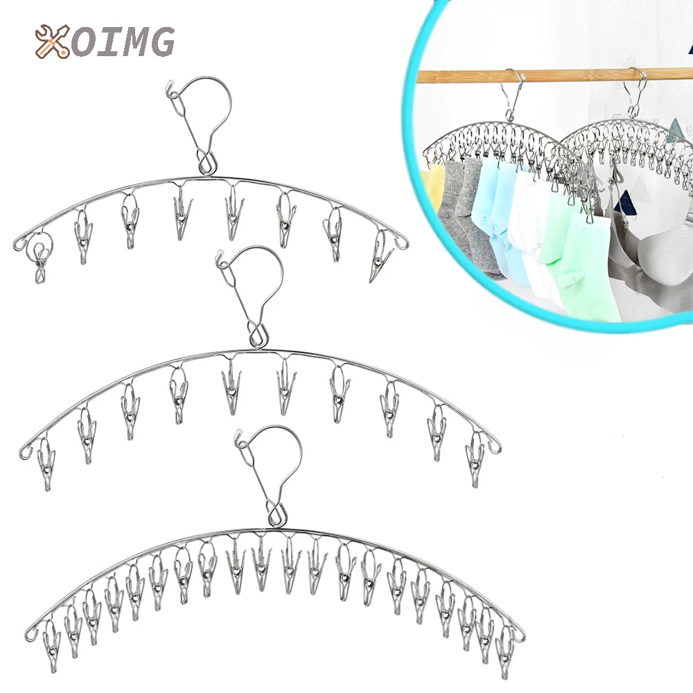 6-20Pegs-Stainless-Steel-Clothes-Drying-Hanger-Windproof-Clothing-Rack ...