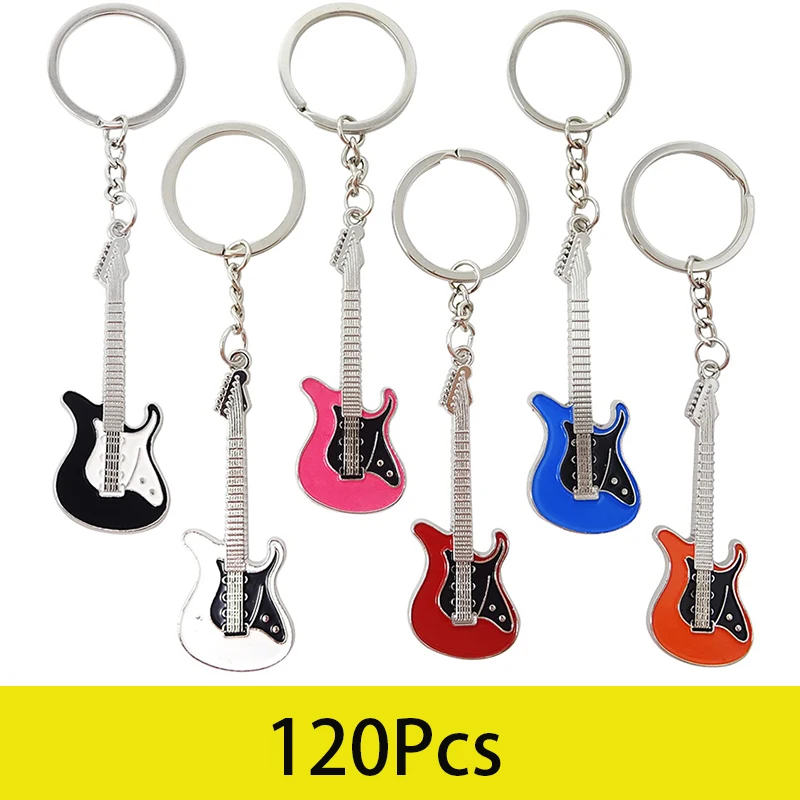 120Pcs-Alloy-Guitar-Keychain-Mini-Guitar-Keyring-Electric-Guitar-Key ...