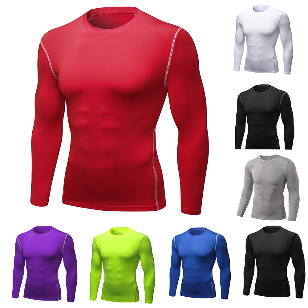 Men Compression Running T-Shirt Training Jogging Shirts Gym Sportswear ...