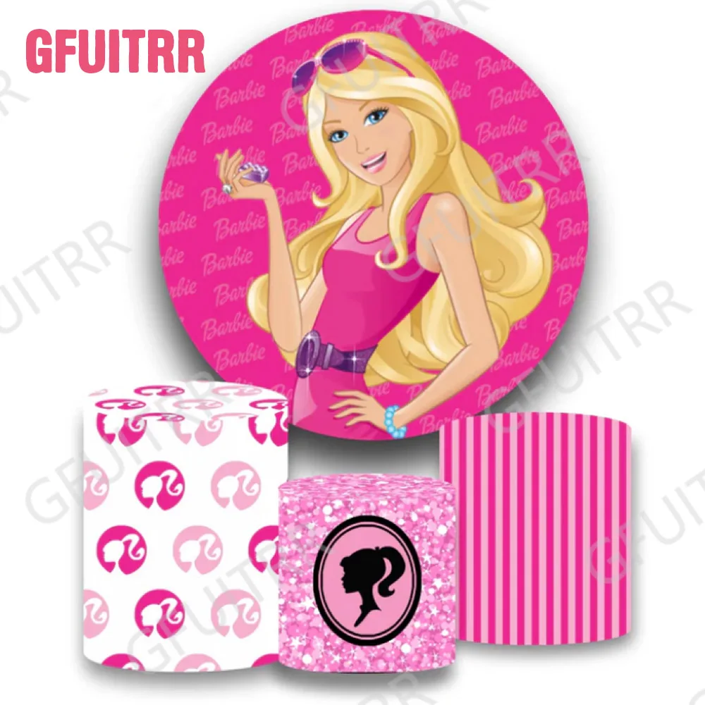 Barbie-Round-Backdrop-Princess-Birthday-Party-Decor-Cartoon-Circle-and ...
