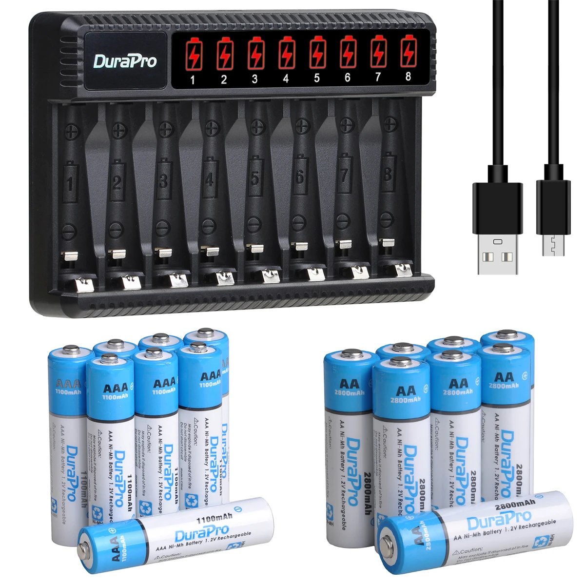 DuraPro-AA-Rechargeable-Batteries-2800mAh-AAA-Rechargeable-Battery ...