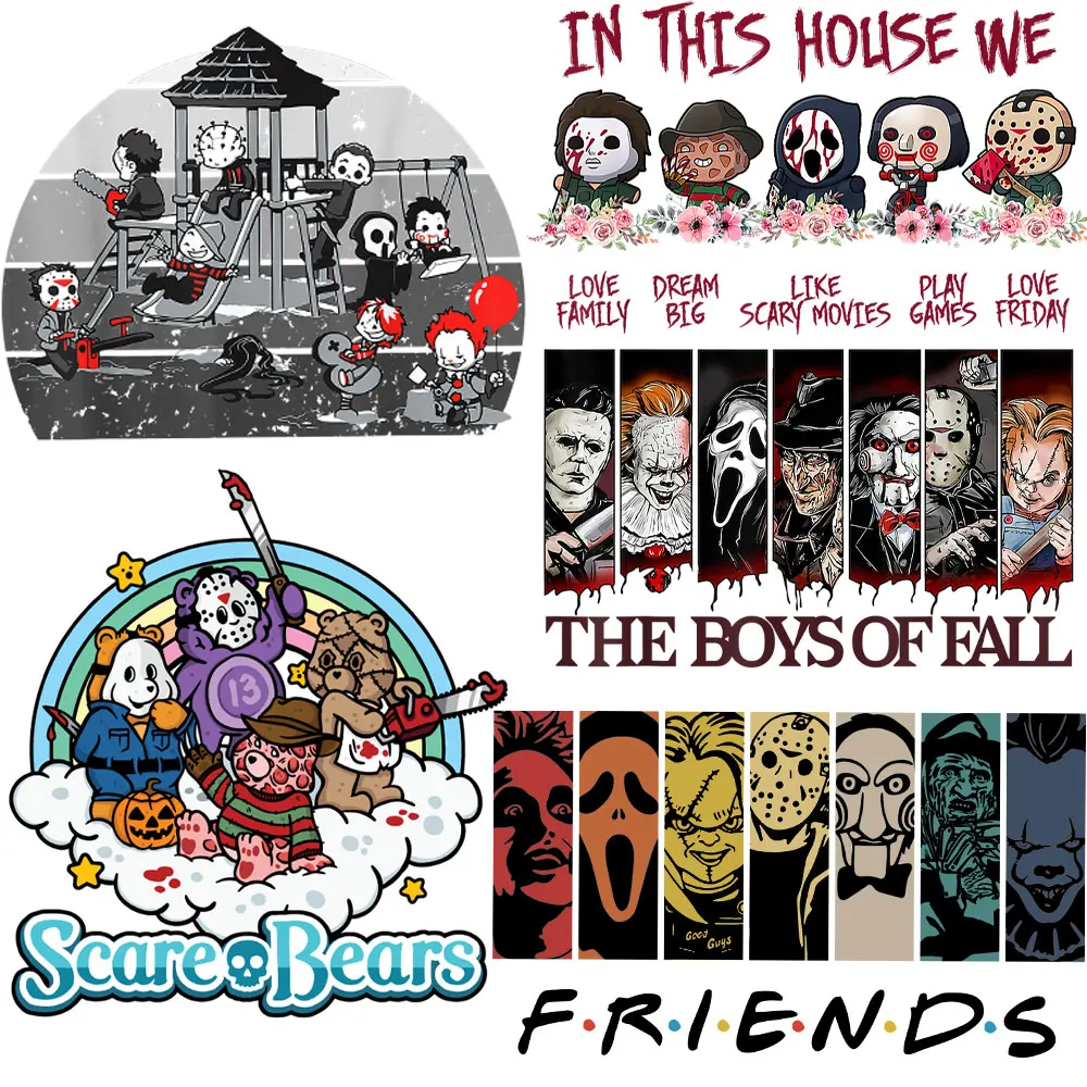 Funny-Halloween-Friends-Clothes-Patches-Iron-On-Transfers-Horror-Moive ...