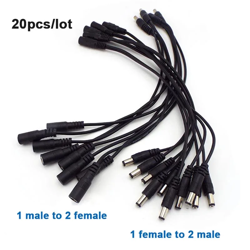 20pcs-1-DC-male-female-to-2-way-male-female-Splitter-Power-connector ...