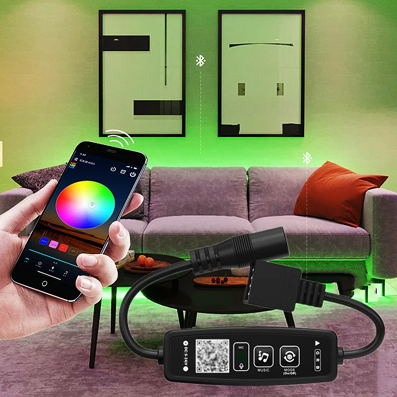 Mini-Bluetooth-RGB-Controller-DC-5-24V-100W-MIC-Music-Timmer-Smart ...