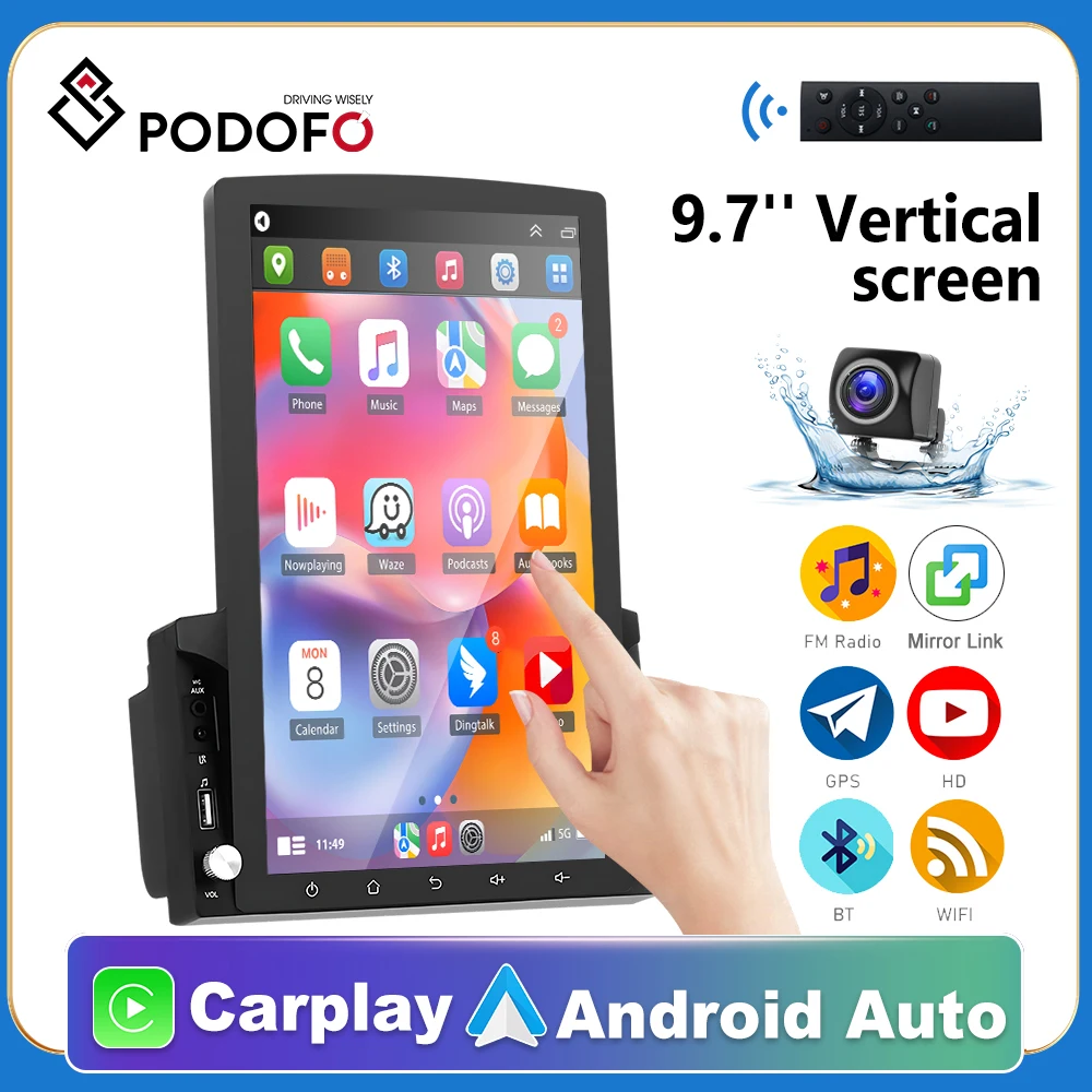 Podofo-Android-2Din-Carplay-GPS-Car-Stereo-Radio-9-7-screen-Car-MP5 ...