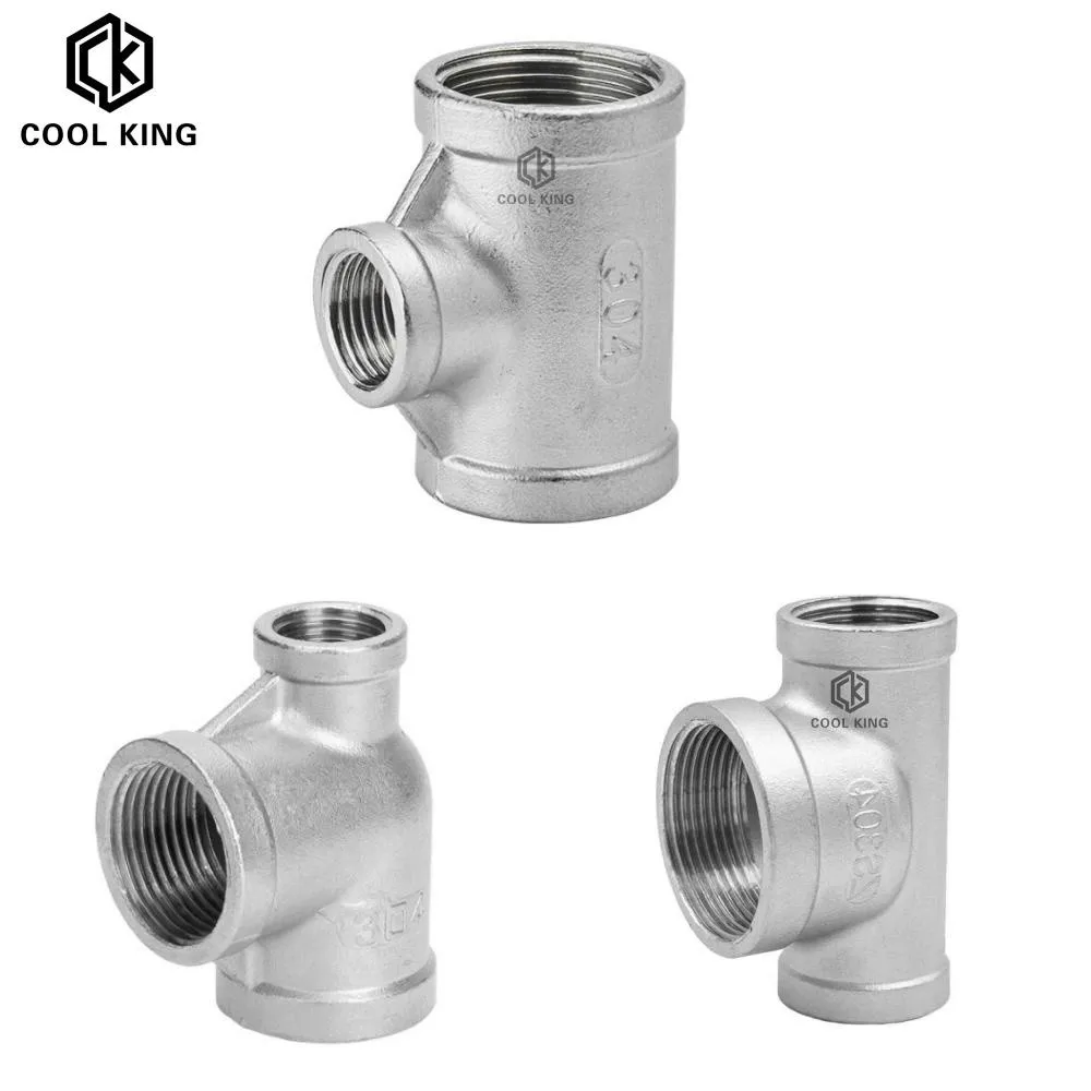 1/4" 3/8" 3/4" 1" Variable diameter BSP Female Thread Tee Three Way ...
