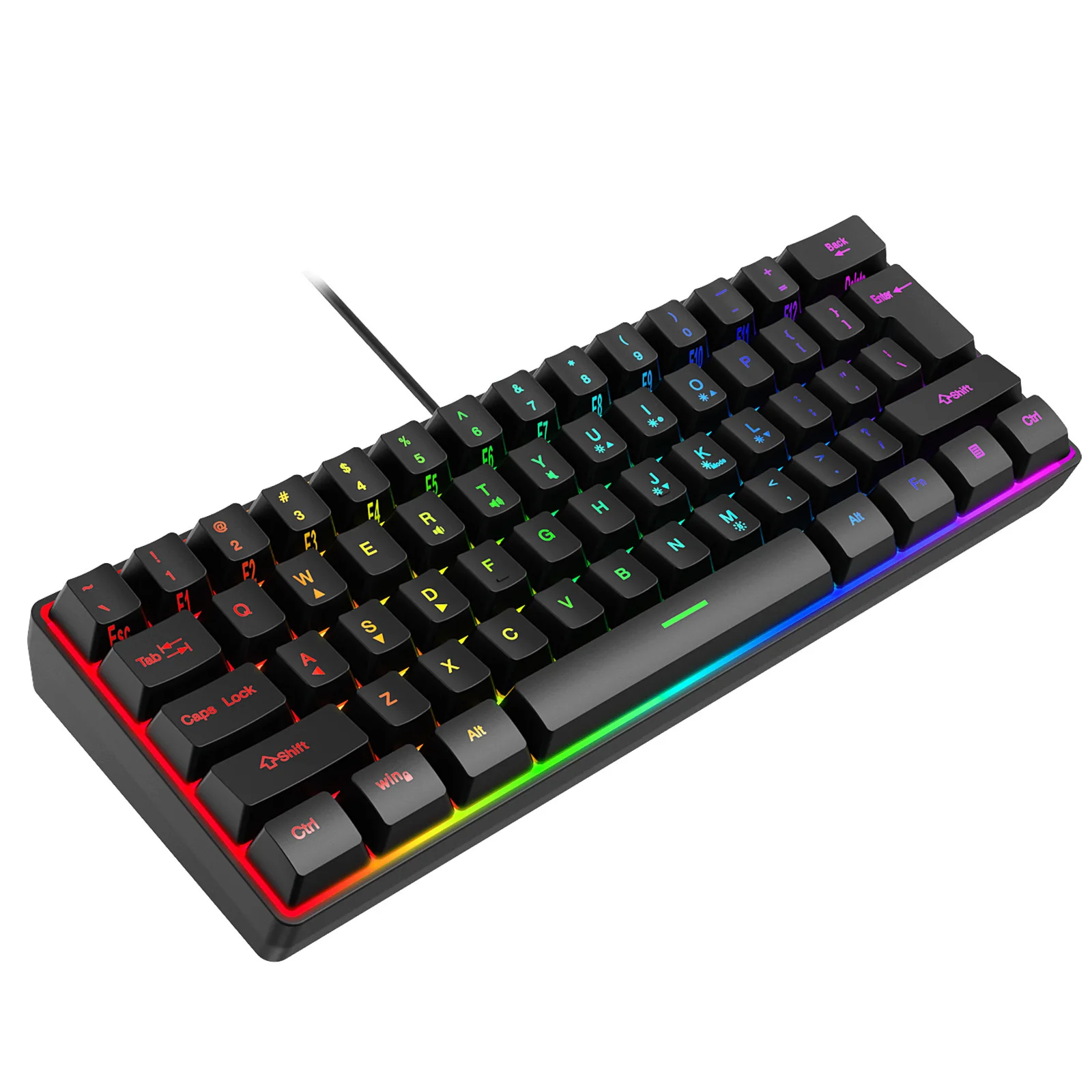 Multiple-Color-61-Keys-USB-Wired-RGB-60-Computer-Gaming-Small-60 ...