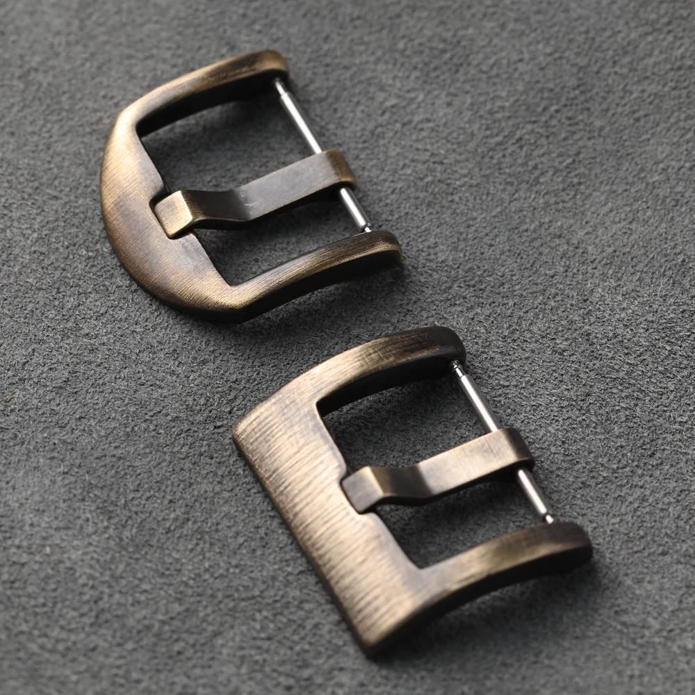 Oxidised-Pure-Bronze-Buckle-18-20-22-24-26MM-Genuine-Leather-Rubber ...