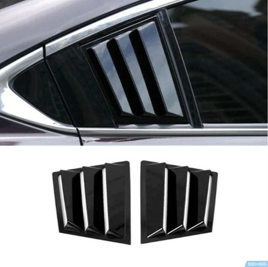Upgrade-Glossy-Black-2PCS-Rear-Window-Louver-Vent-Cover-Trim-For-Mazda ...