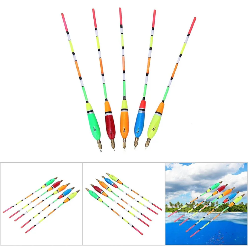 New-5PCS-Fishing-Floats-Balsa-Wood-Fishing-Float-Bobber-Bite-Indicator ...