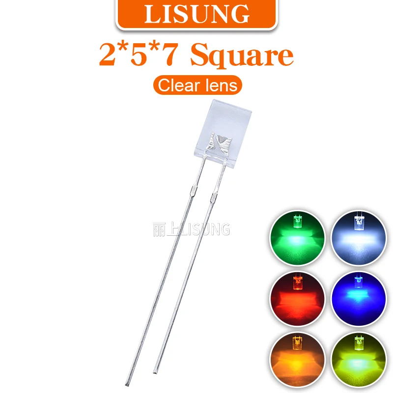 1000pcs-Bag-257-Square-Led-2-5-7mm-Light-emitting-Diode-Water-Clear ...